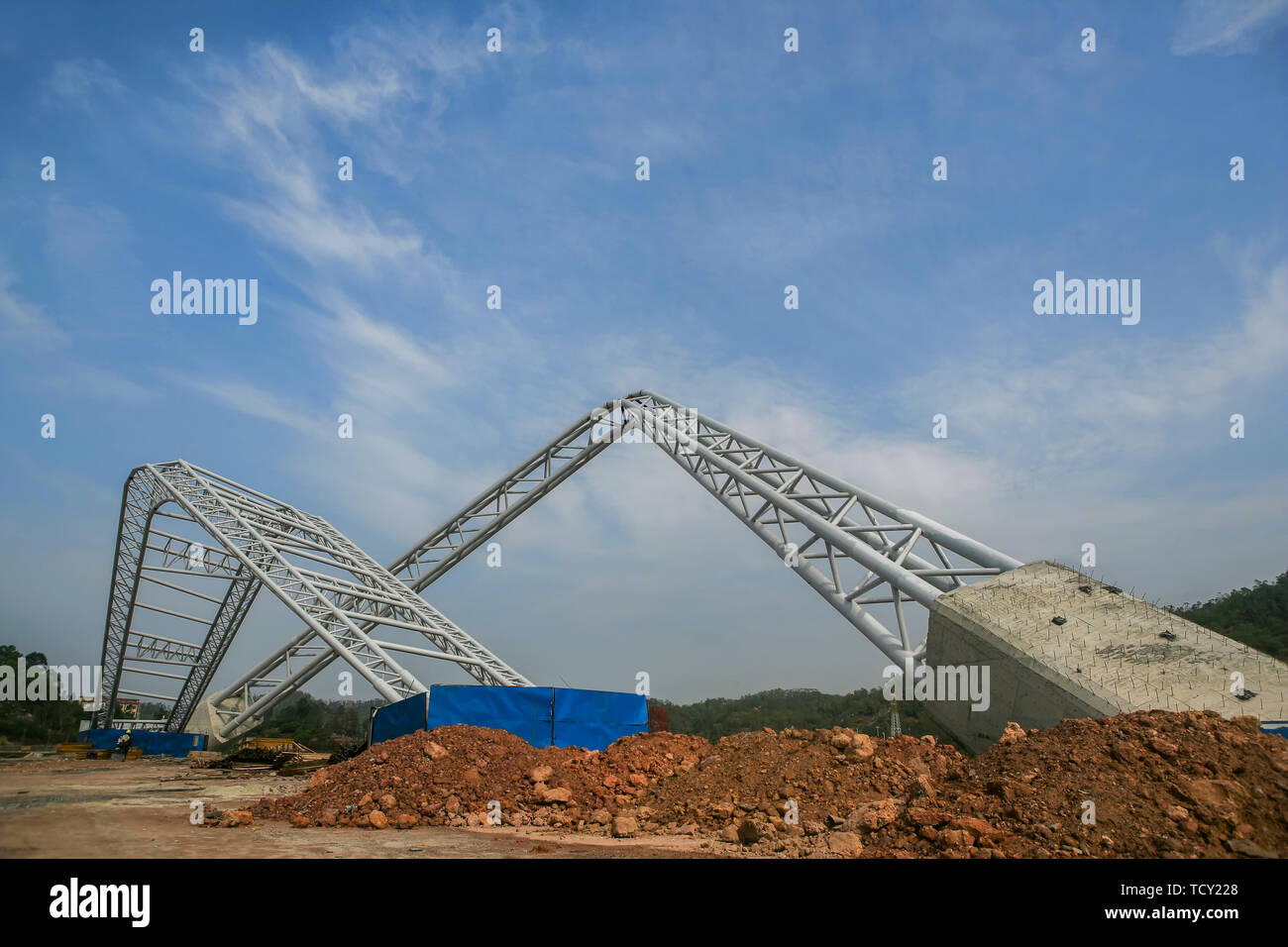 Buildings express sunset mine construction site steel structure hi-res ...