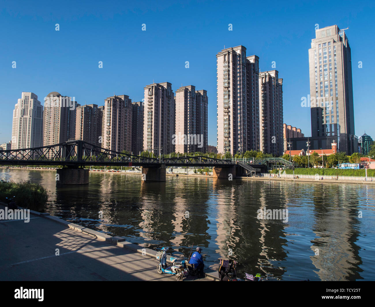 Modern architecture on the banks of the Haihe River in Tianjin Stock ...