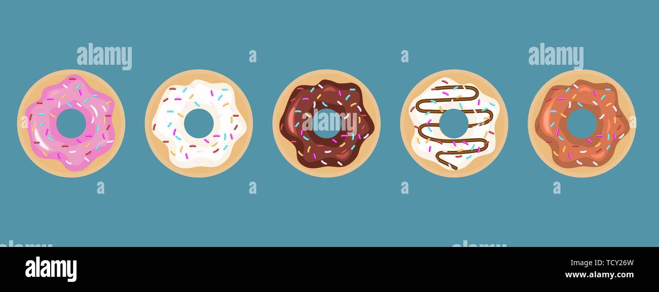 Colorful set of donut. Sweet sugar donuts. Vector illustration Stock ...