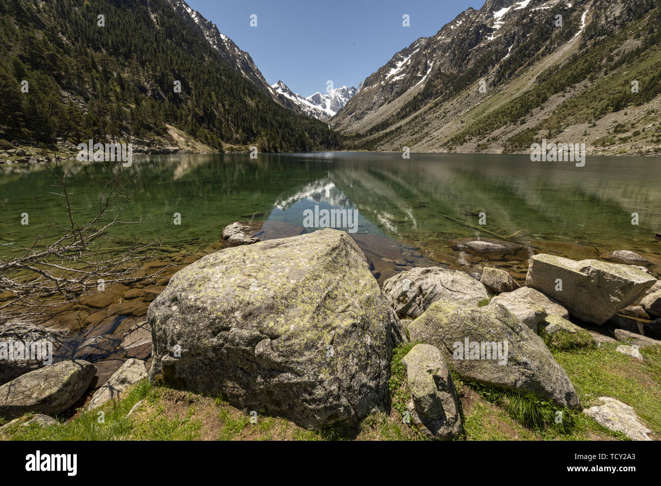 Europe, France, Pyrenees, 06-2019, Gaube Lake is a lake in the French ...