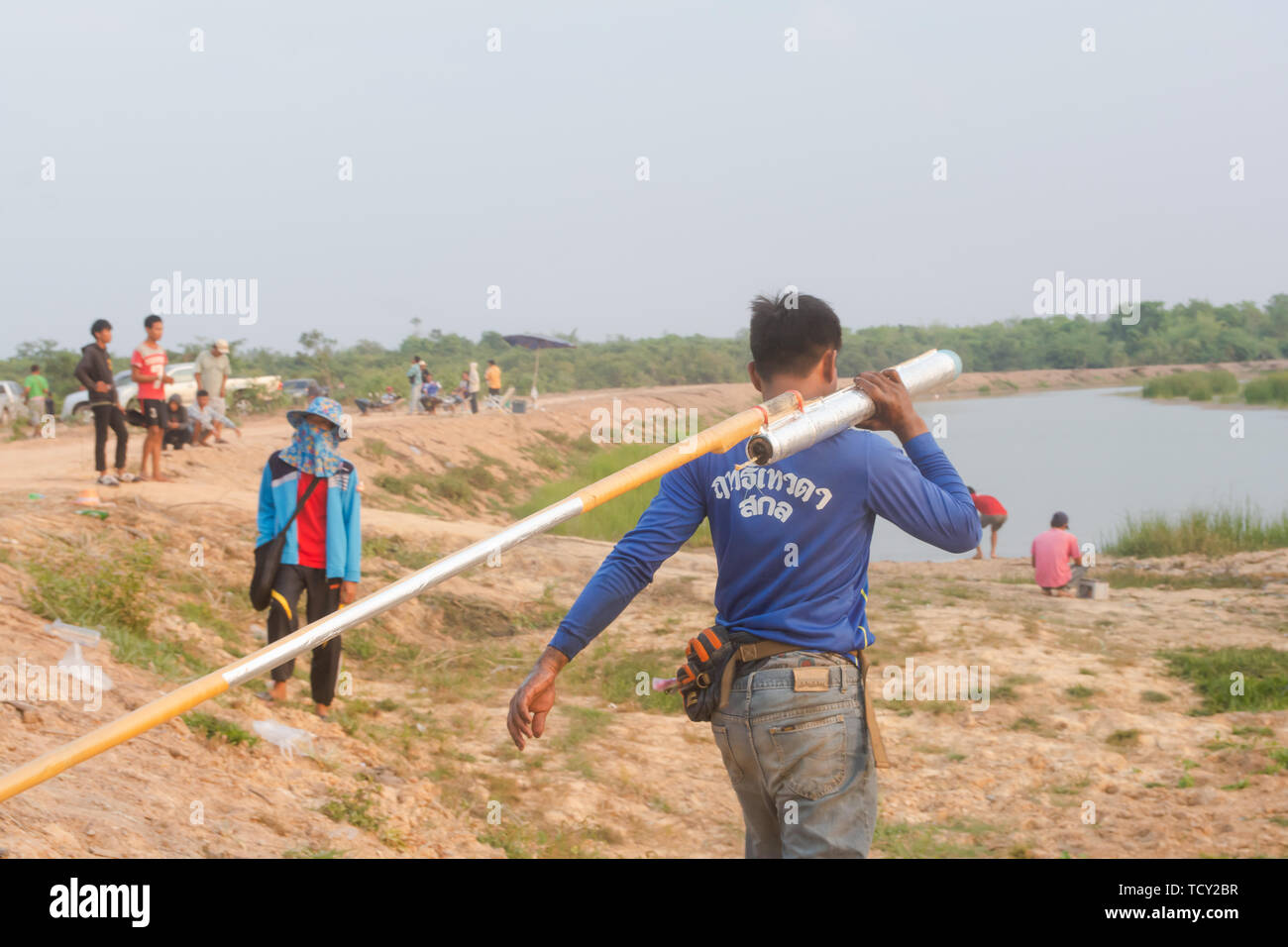 NAKHONPHANOM, THAILAND - APRIL 11, 2019 - Villagers were preparing Thai ...