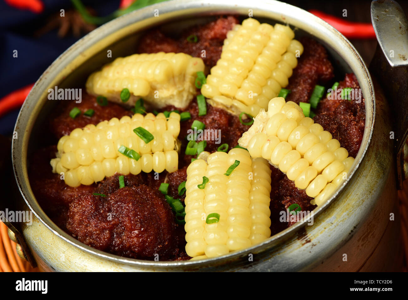 Corn steamed meat Stock Photo - Alamy