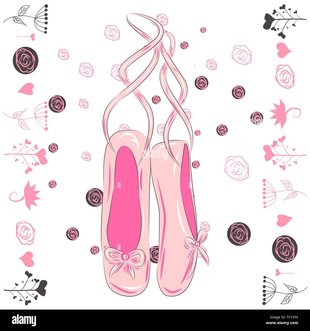 Hanging Ballet Shoes Drawing