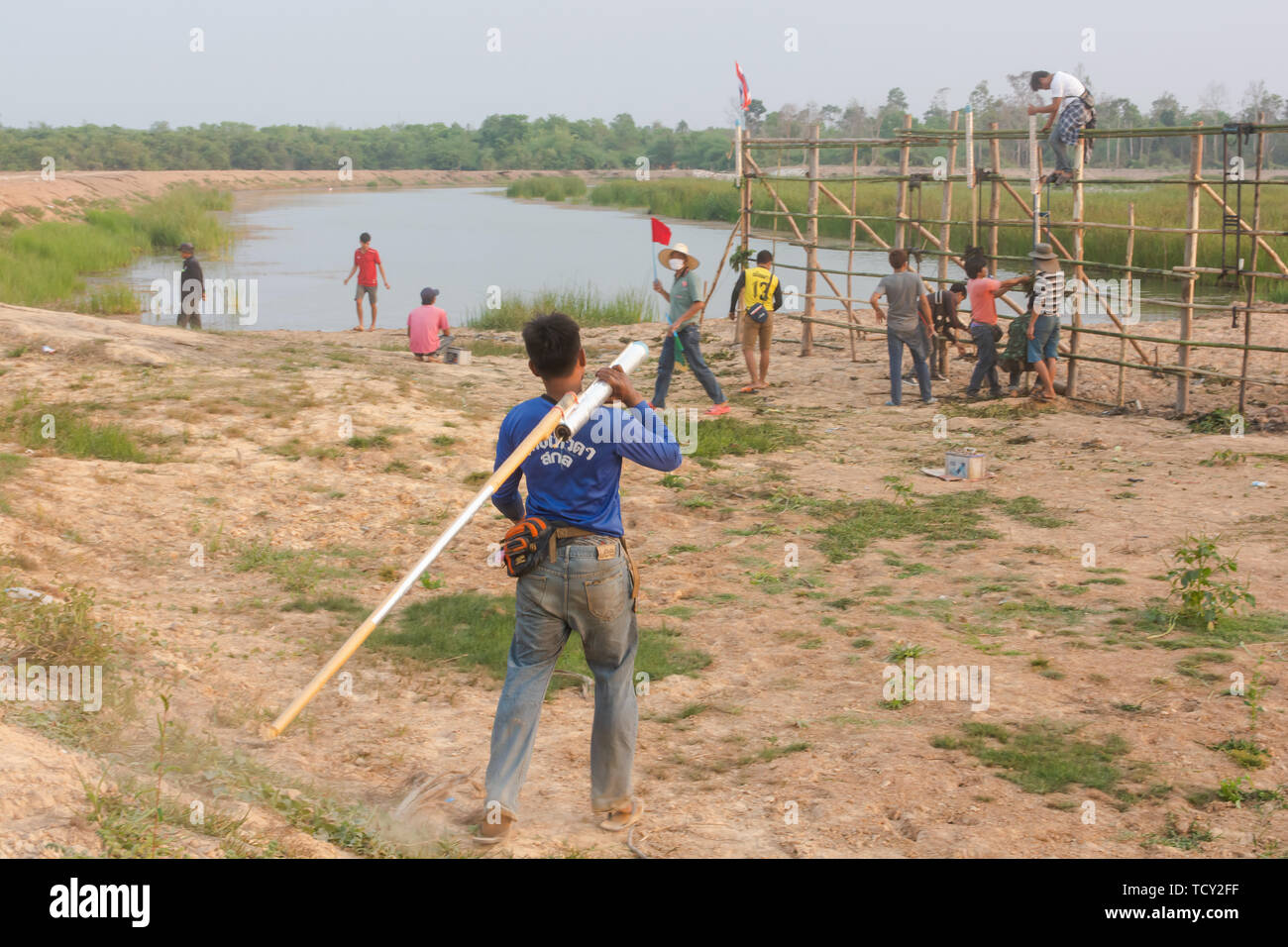NAKHONPHANOM, THAILAND - APRIL 11, 2019 - Villagers were preparing Thai ...