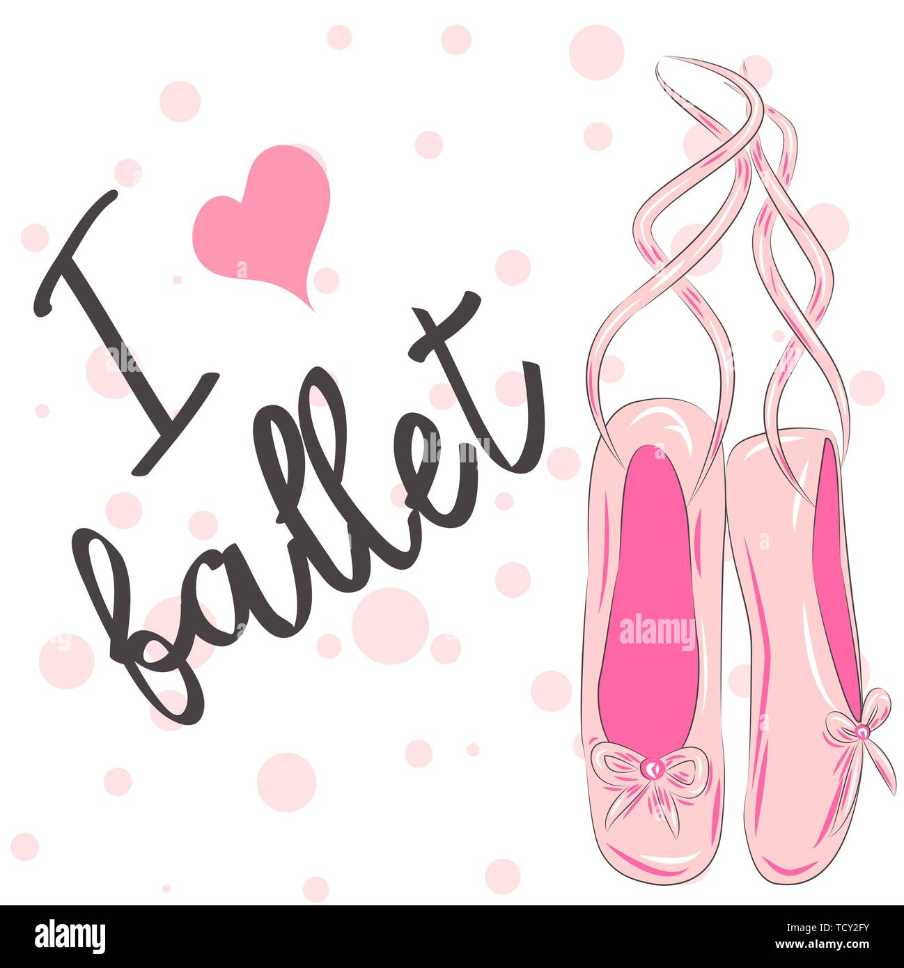 I love ballet. Calligraphic Lettering composition with ballet shoes ...