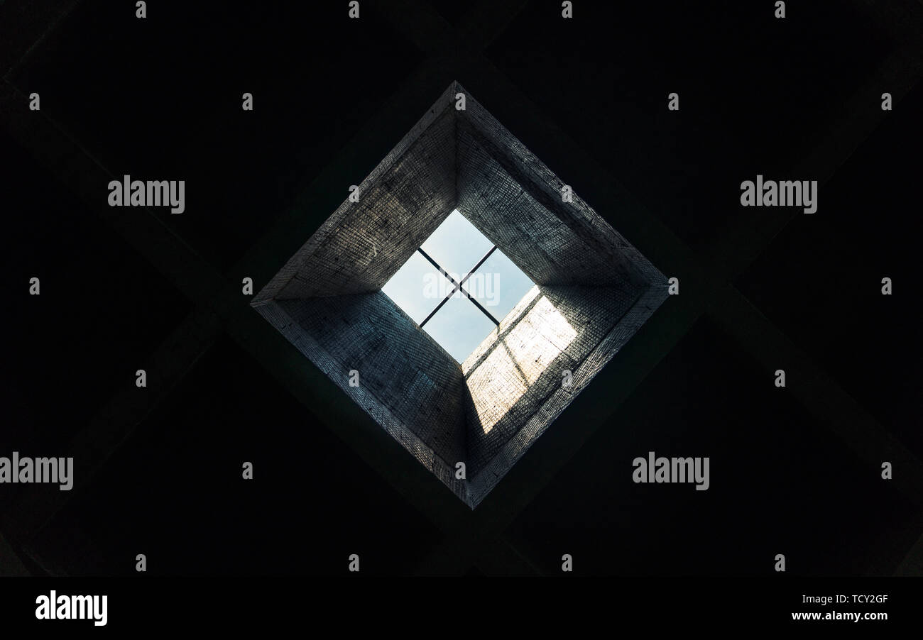 A square skylight in a dark environment Stock Photo - Alamy