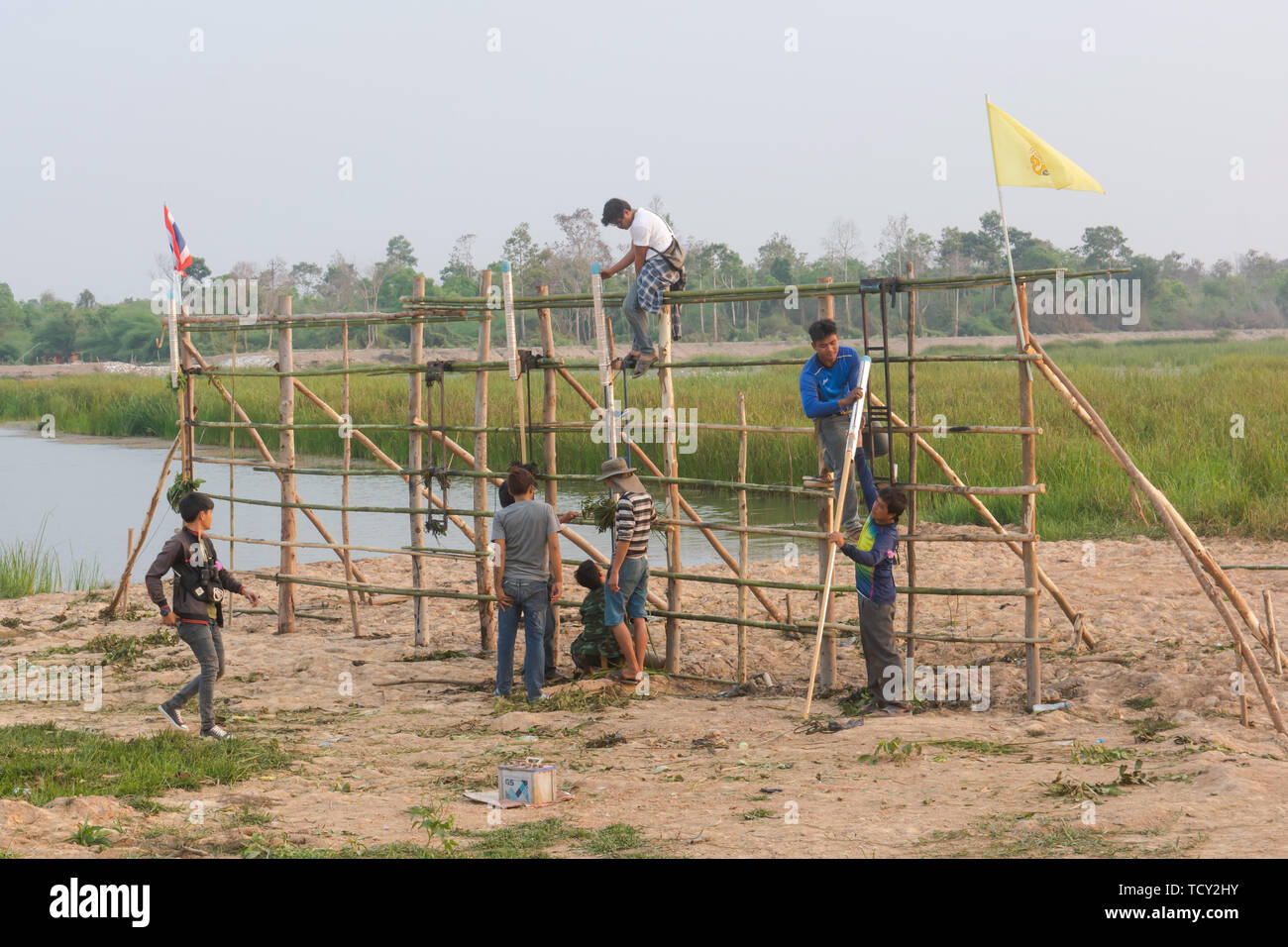 NAKHONPHANOM, THAILAND - APRIL 11, 2019 - Villagers were preparing Thai ...