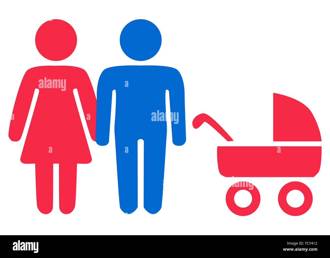 A schematic depiction of a hetero family couple man and woman with ...