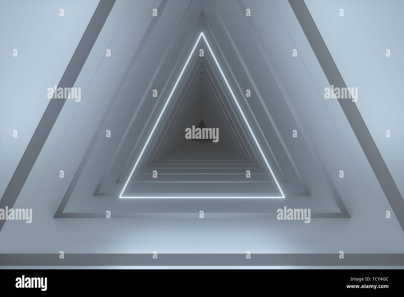 Three-dimensional rendering, luminous triangular channel Stock Photo ...