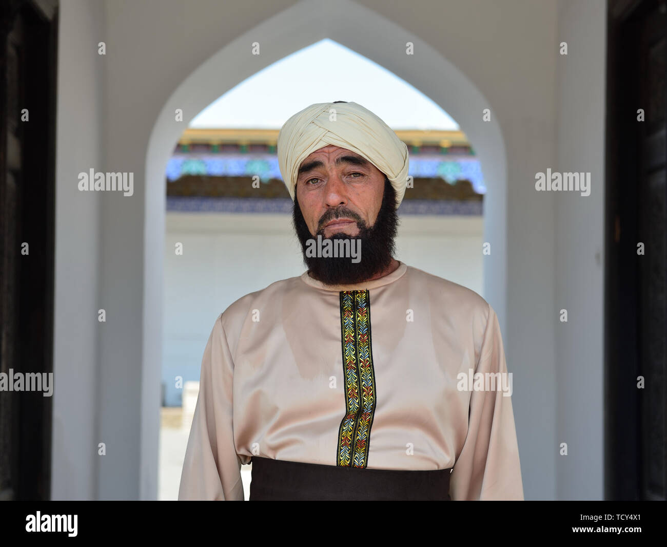 Kokand, Fergana Valley, Uzbekistan - 4 JUNE 2019: Portrait of the Uzbek ...