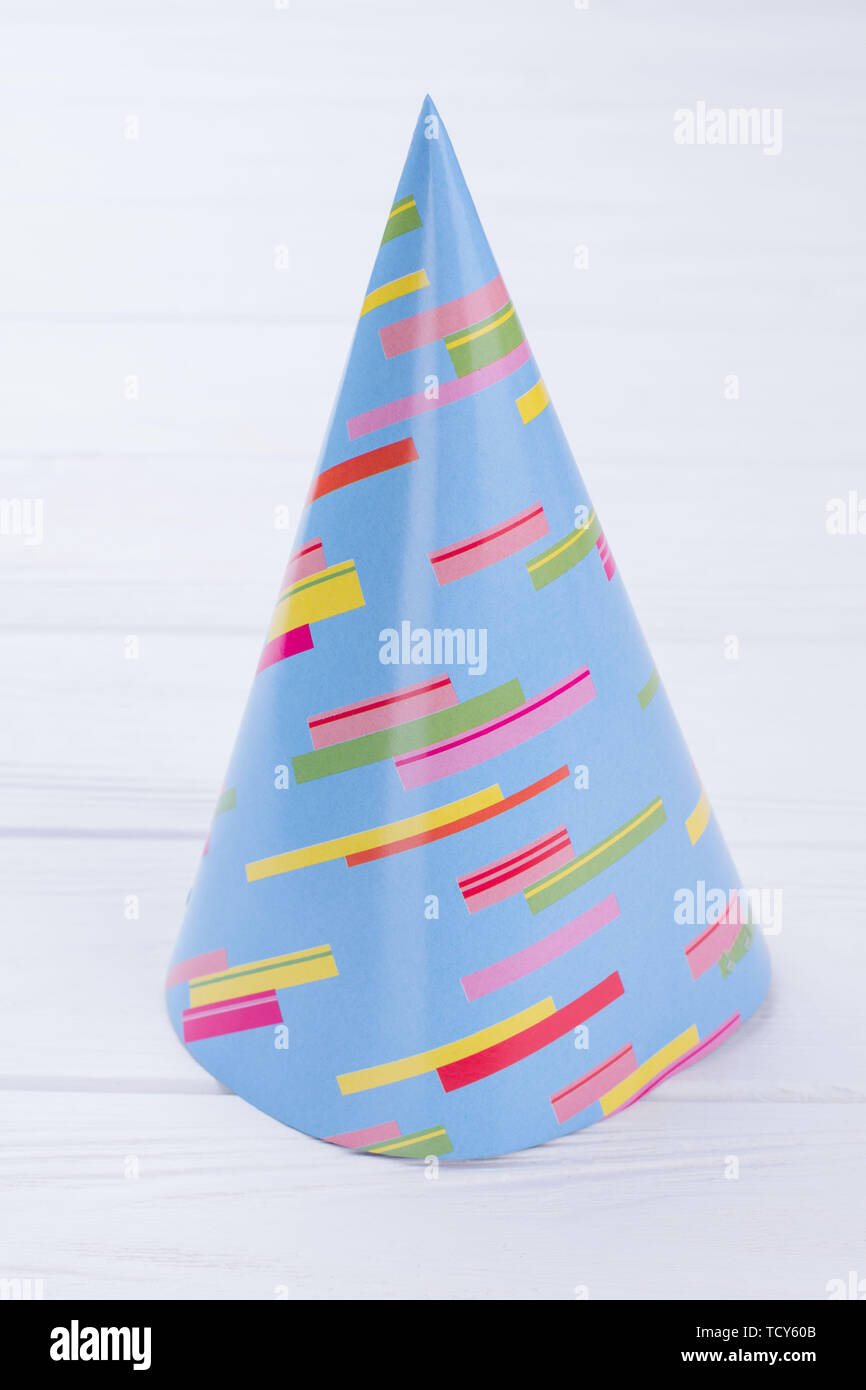 Blue paper hat for Birthday party celebration Stock Photo - Alamy