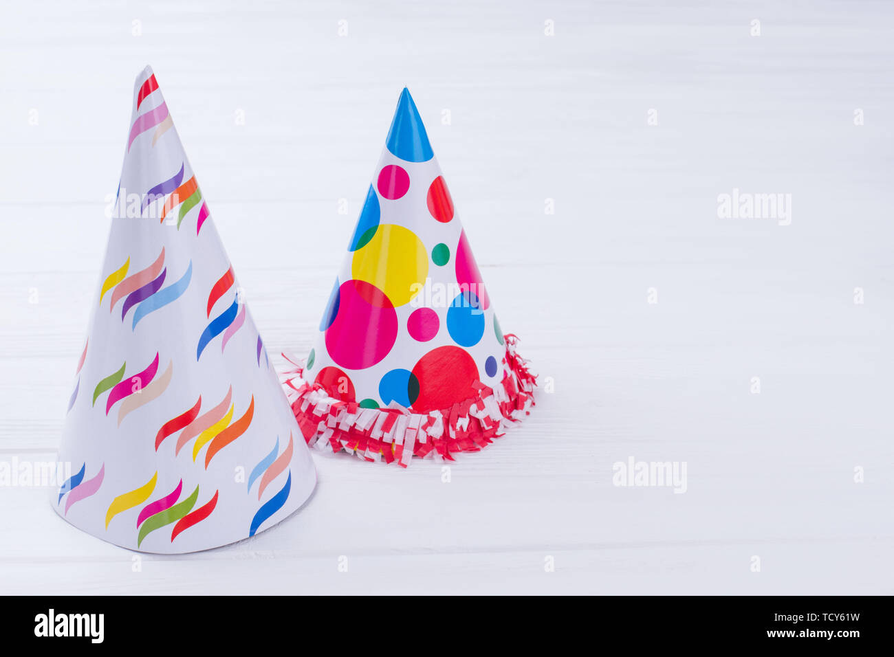 Two patterned party hats Stock Photo - Alamy