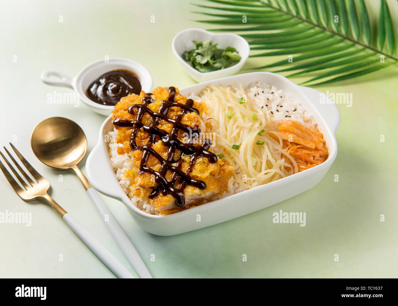 Barbecue chicken chop rice Stock Photo - Alamy