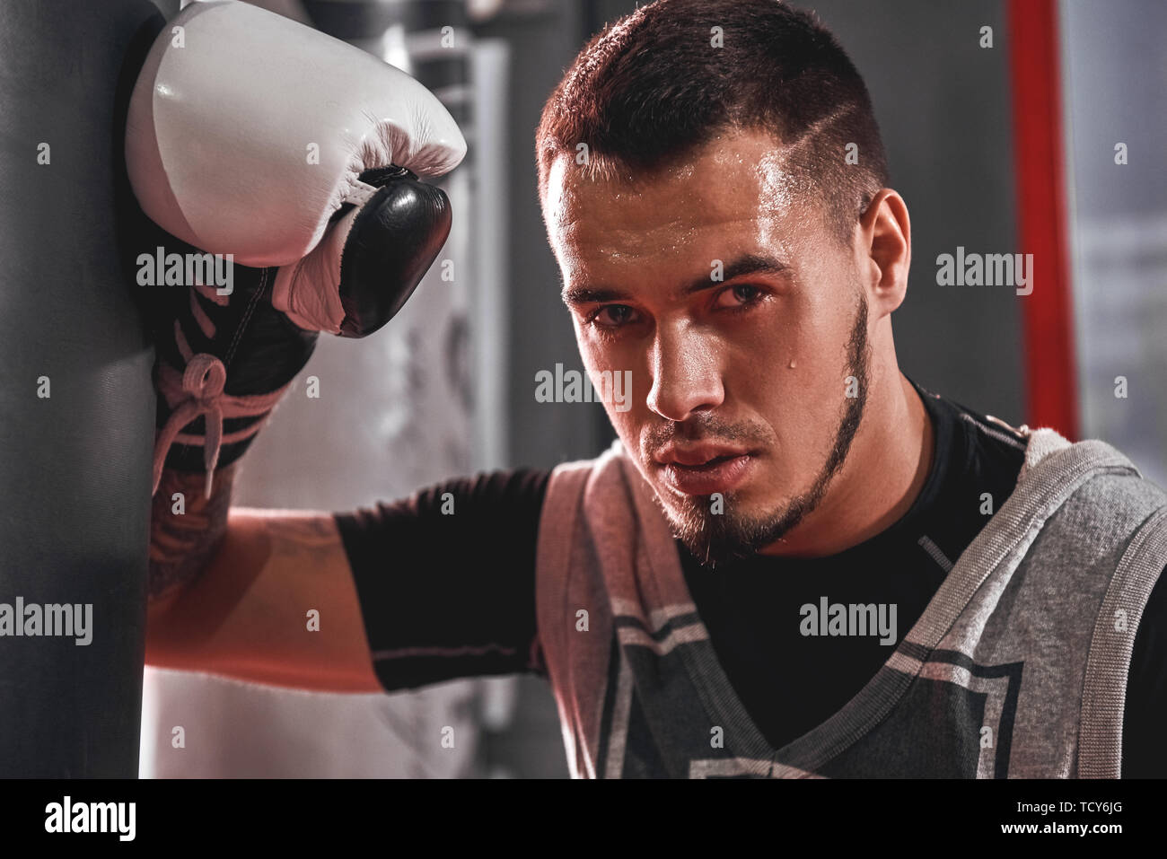 Tired boxer in ring hi-res stock photography and images - Alamy