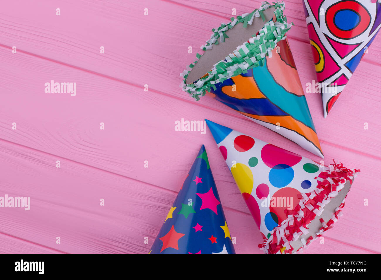 Paper party caps with text space Stock Photo - Alamy