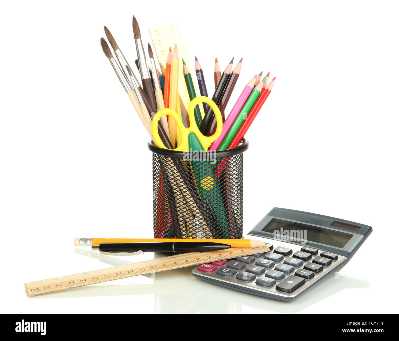 School and office supplies isolated on white Stock Photo - Alamy