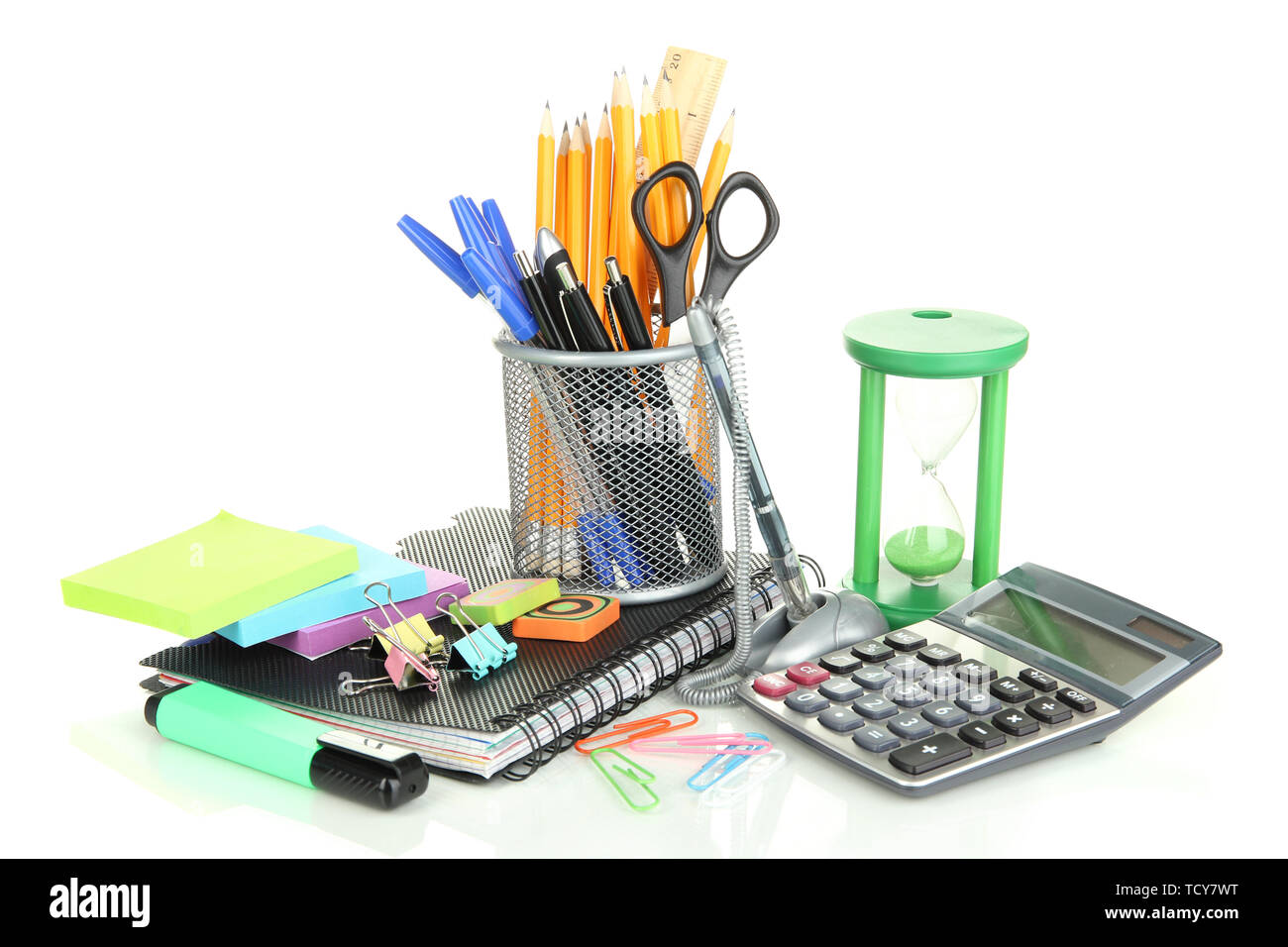 School and office supplies isolated on white Stock Photo - Alamy