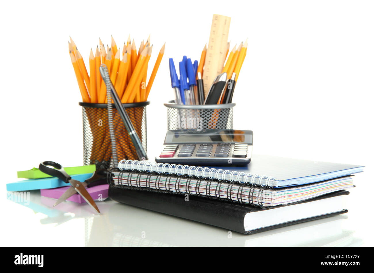 School and office supplies isolated on white Stock Photo - Alamy
