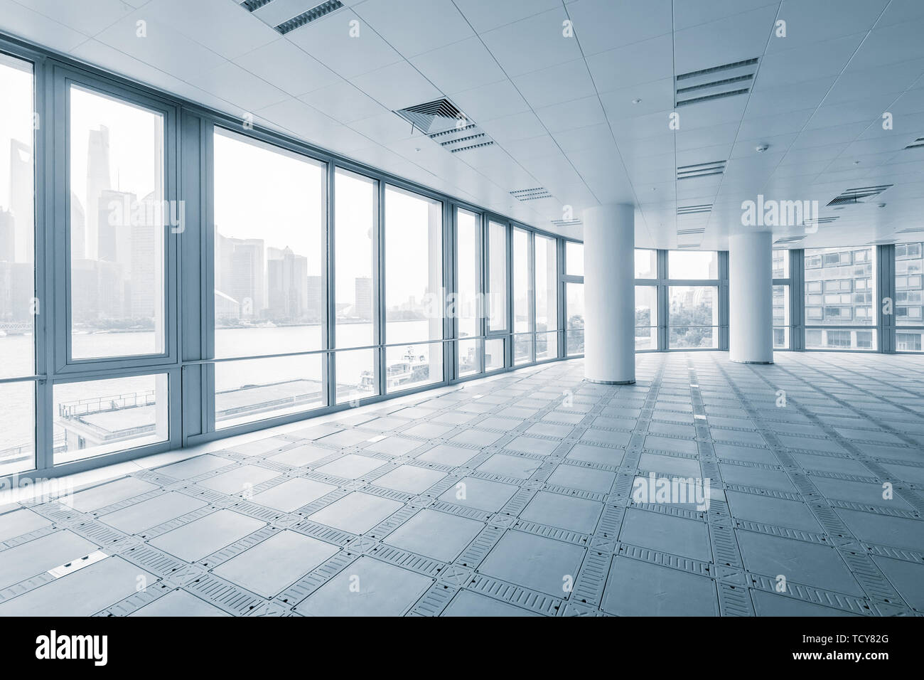 Modern building interior view window Stock Photo - Alamy
