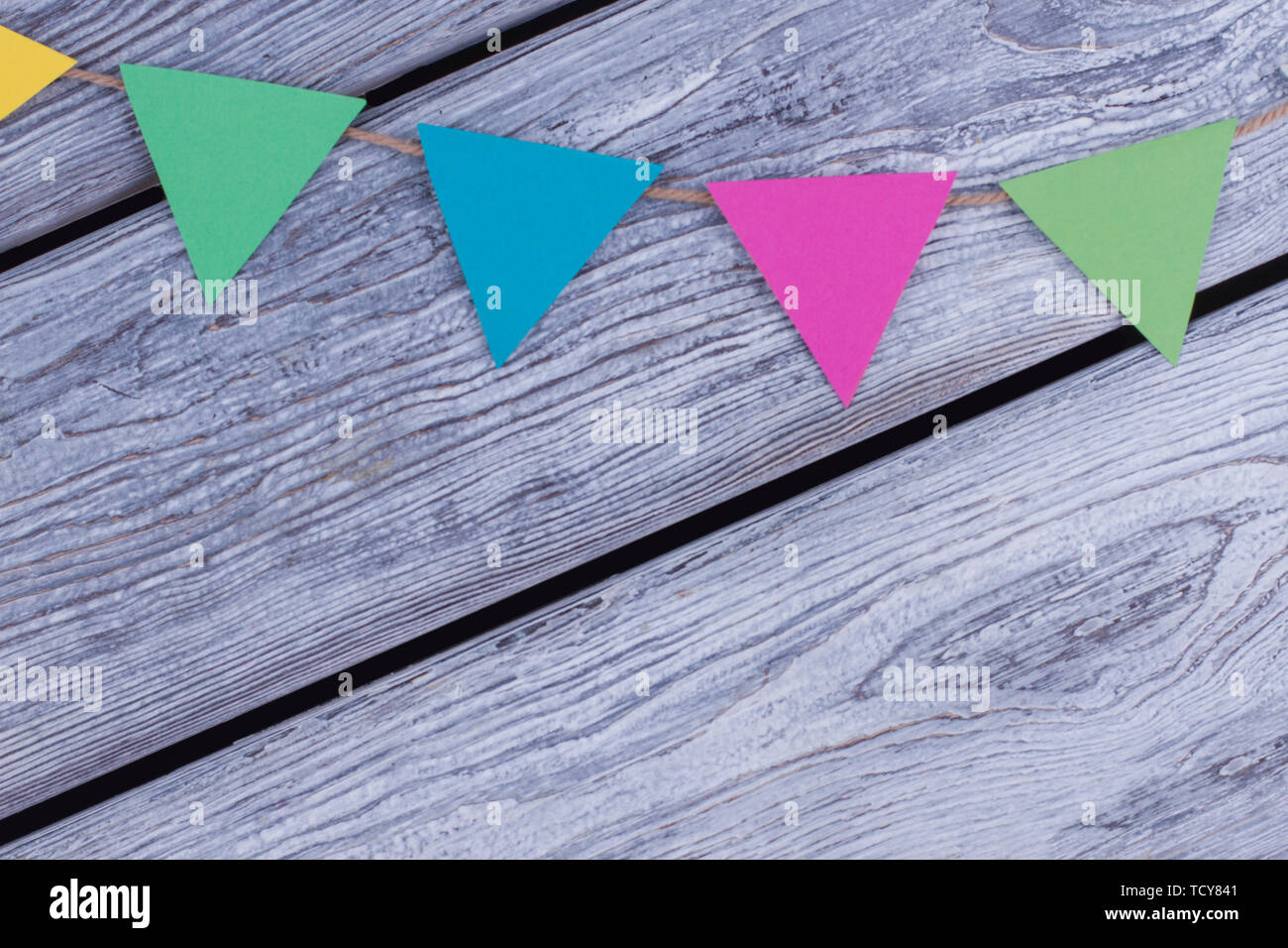 Birthday decorative flags with copy space Stock Photo - Alamy