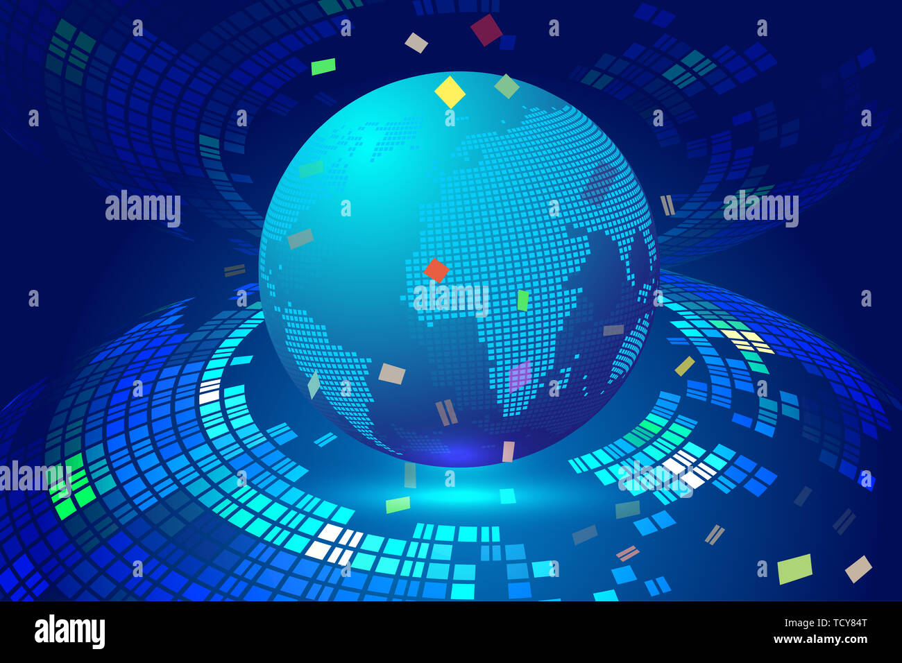 Digital Technology Earth, Perspective Space, Deep Blue Technology ...