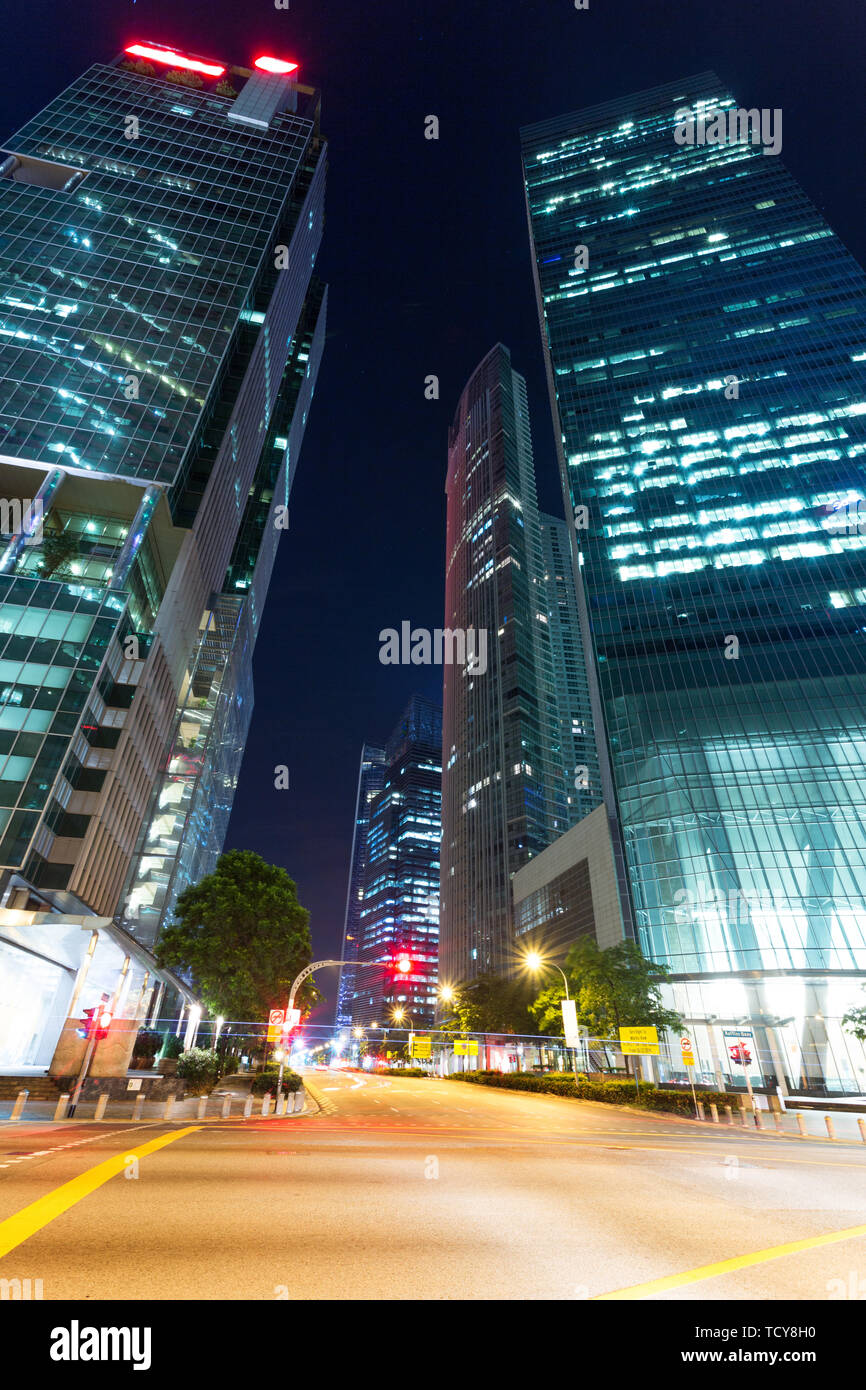 Modern city street view at night Stock Photo - Alamy
