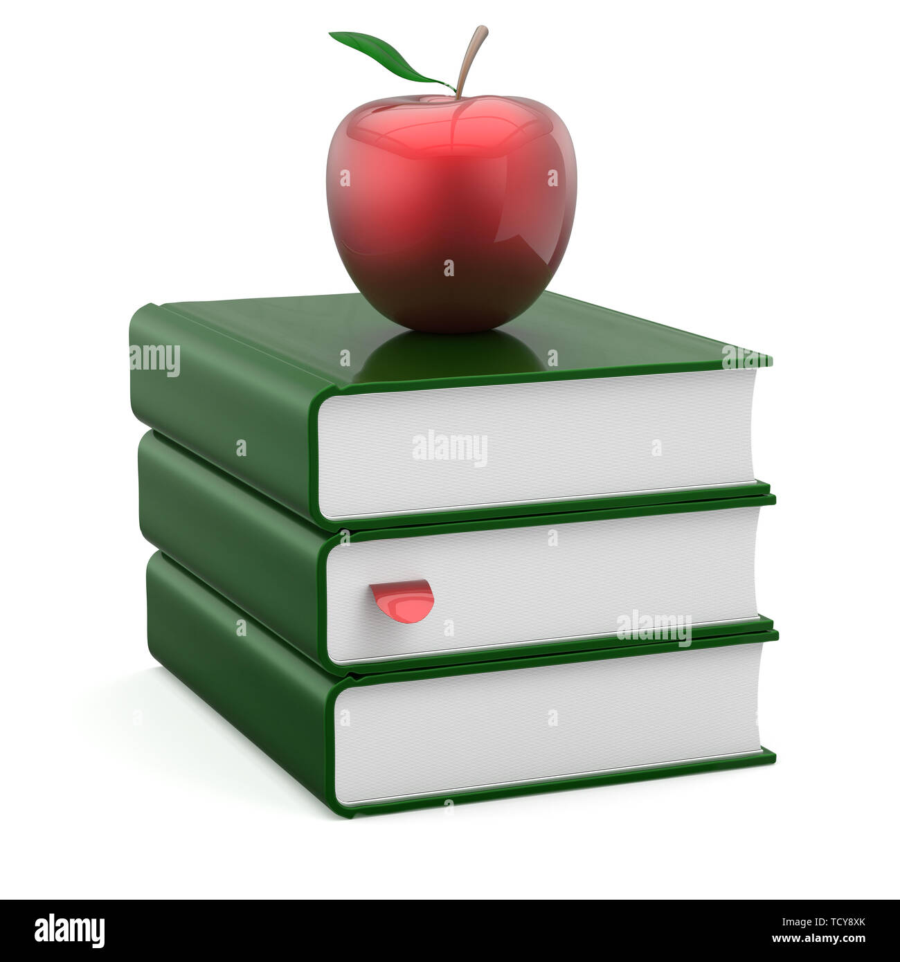 Books textbook stack green covers blank bookmark red apple. Education ...
