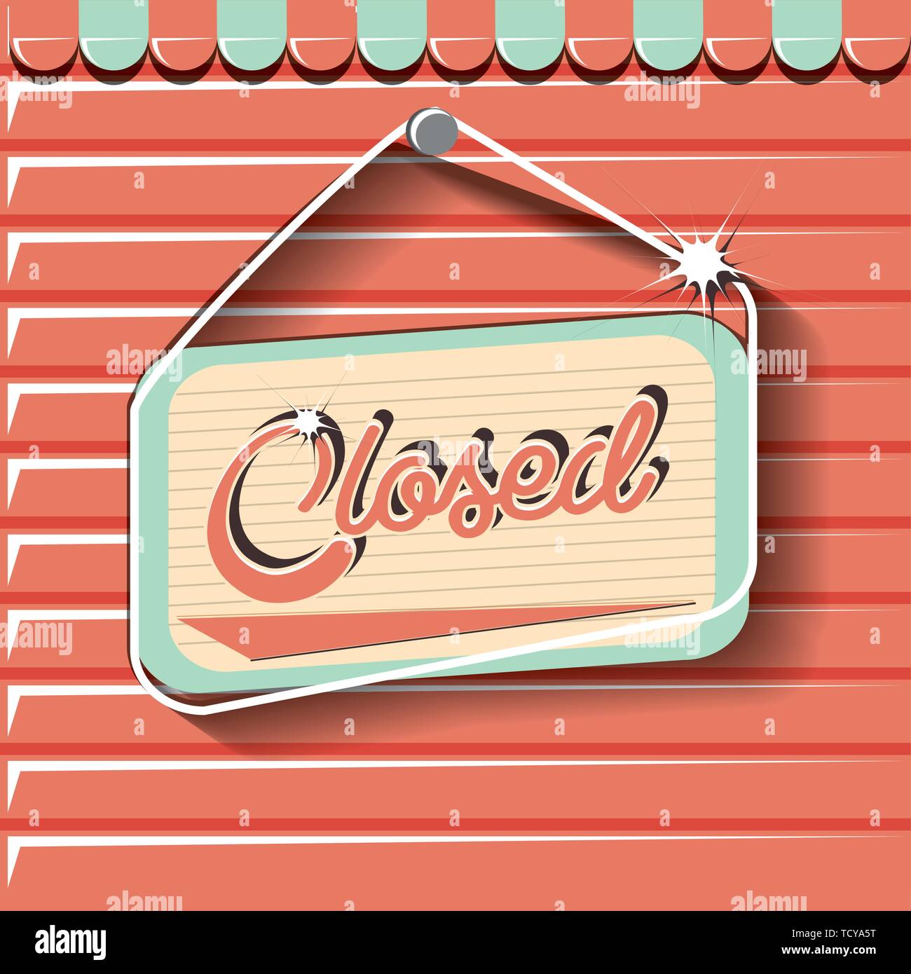 closed board hanging retro store vector illustration Stock Vector Image ...