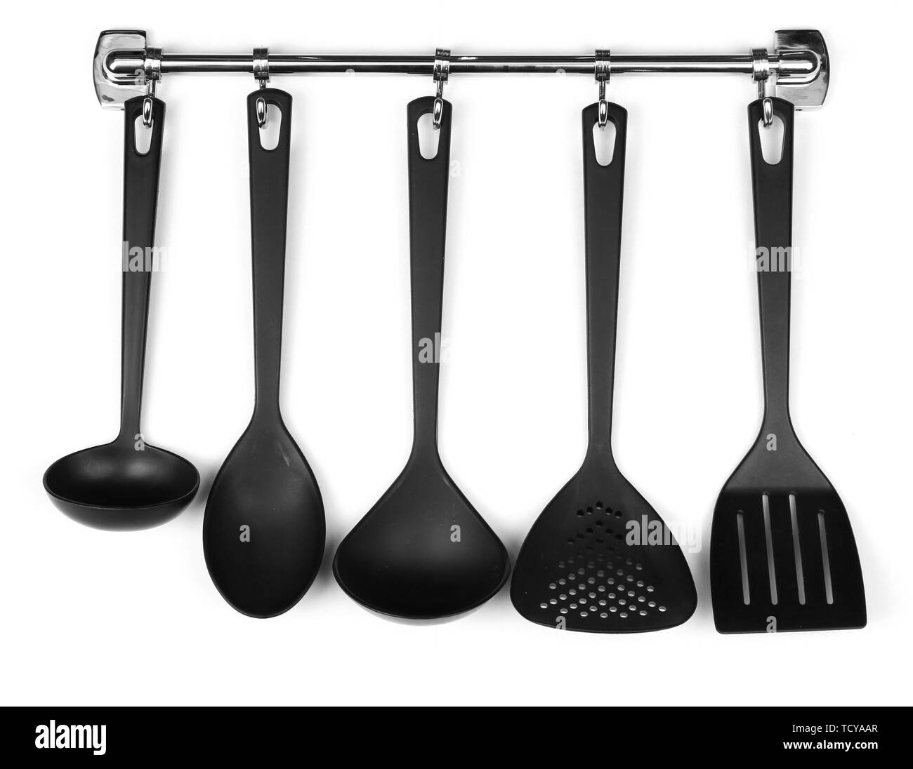 Kitchen implements cooking utensils Black and White Stock Photos ...