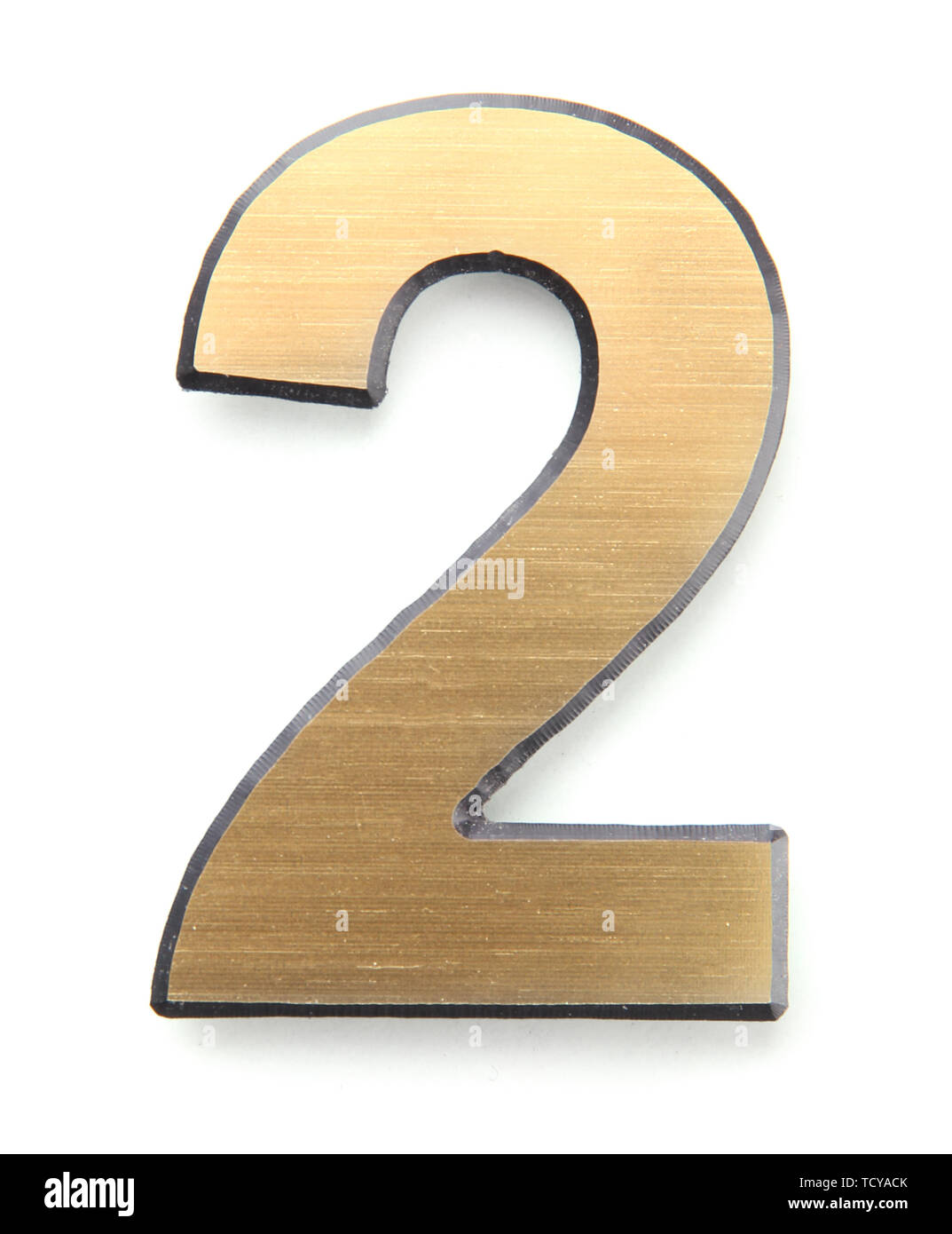 Golden number two, isolated on white Stock Photo - Alamy