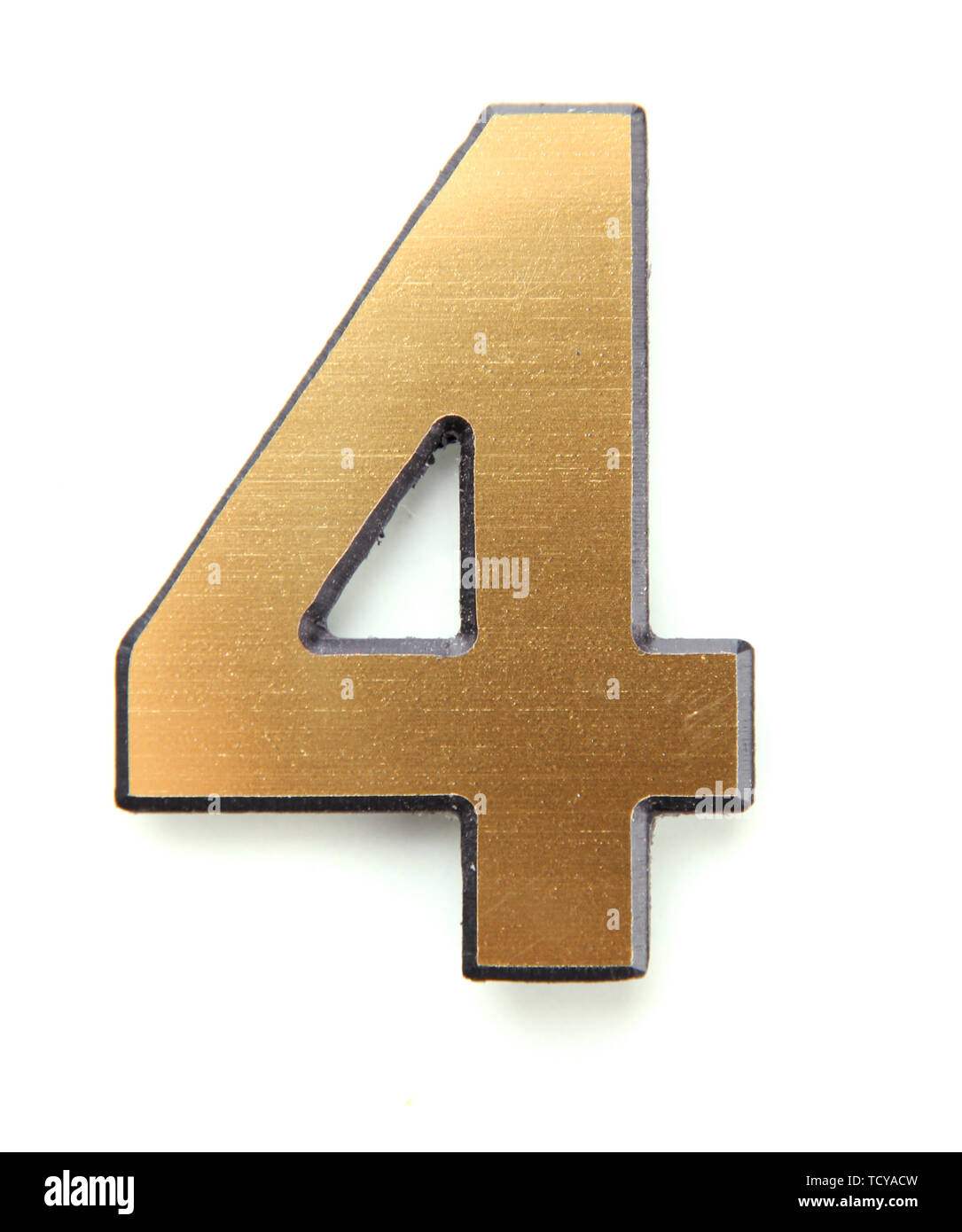 Golden number four, isolated on white Stock Photo - Alamy