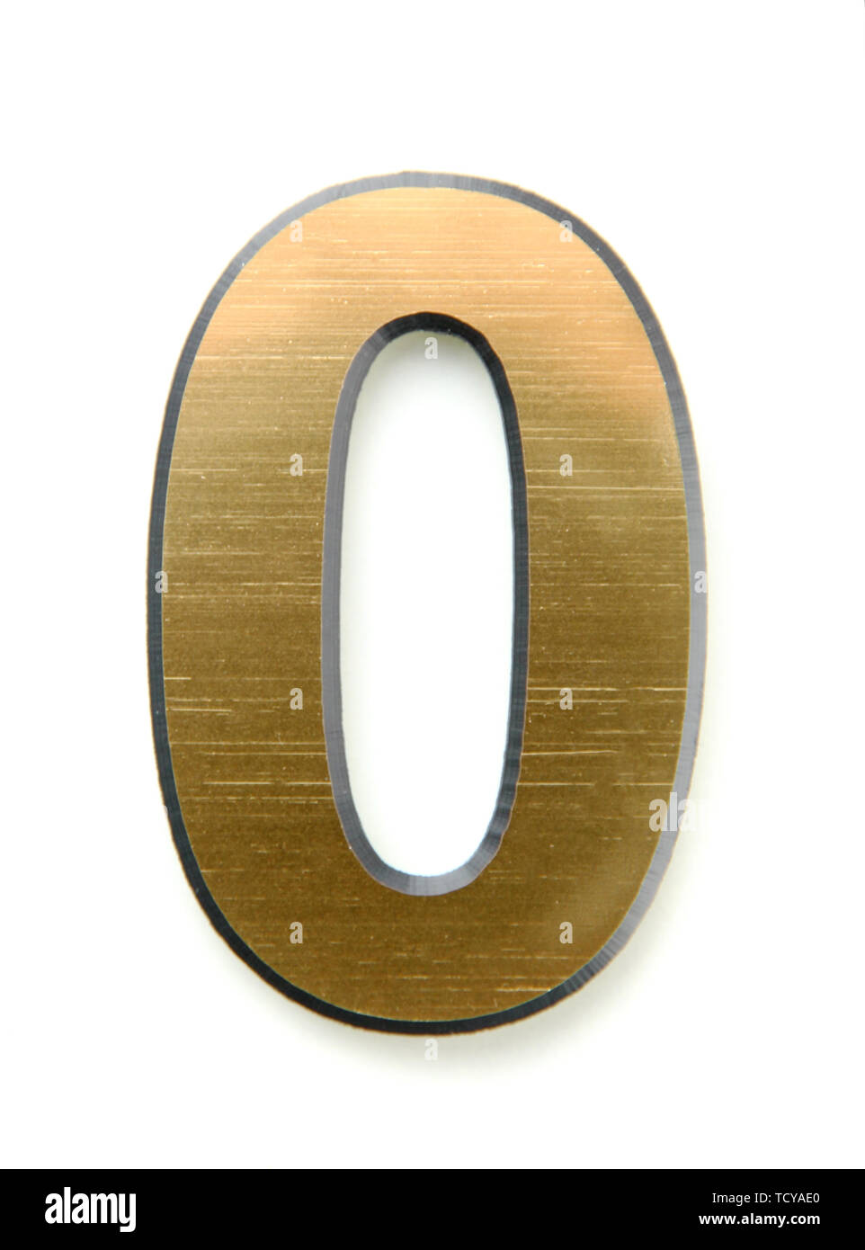 Golden number zero, isolated on white Stock Photo - Alamy