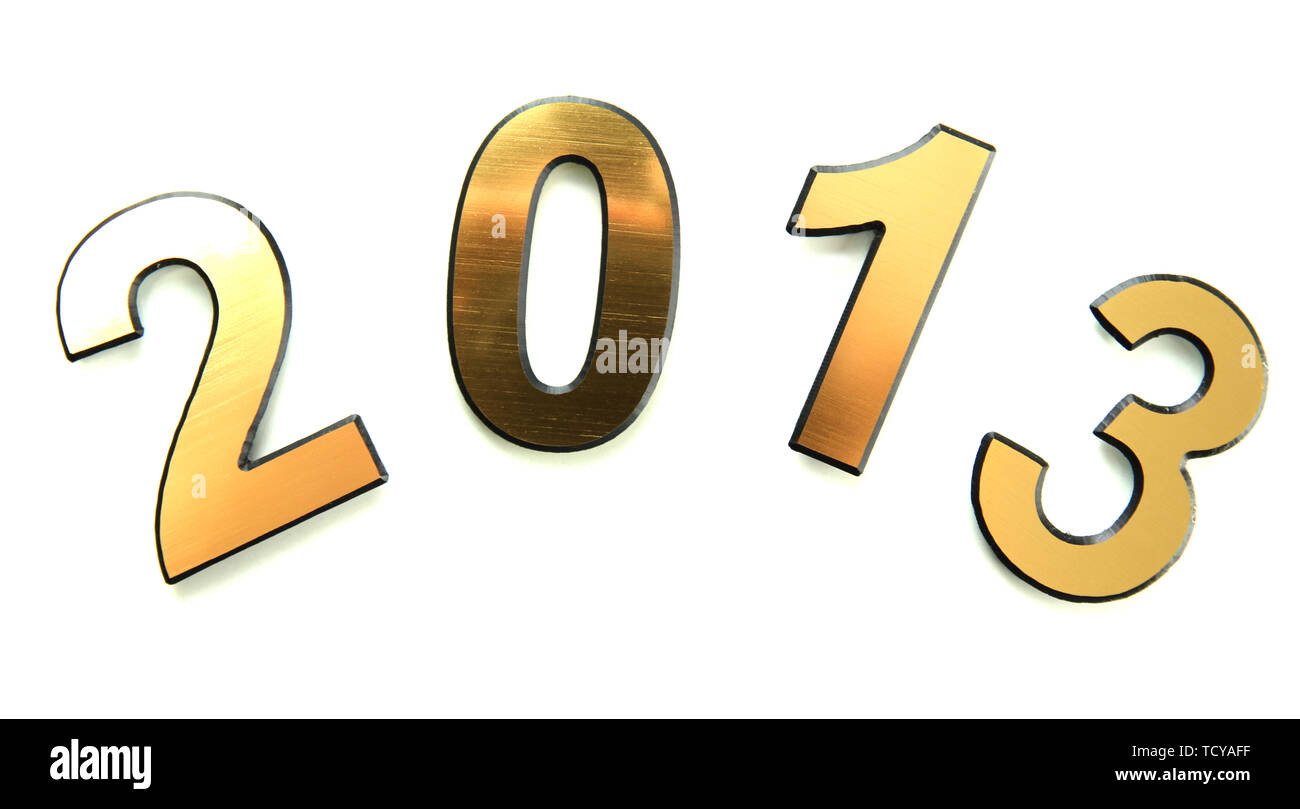 2013 in golden numbers, isolated on white Stock Photo - Alamy