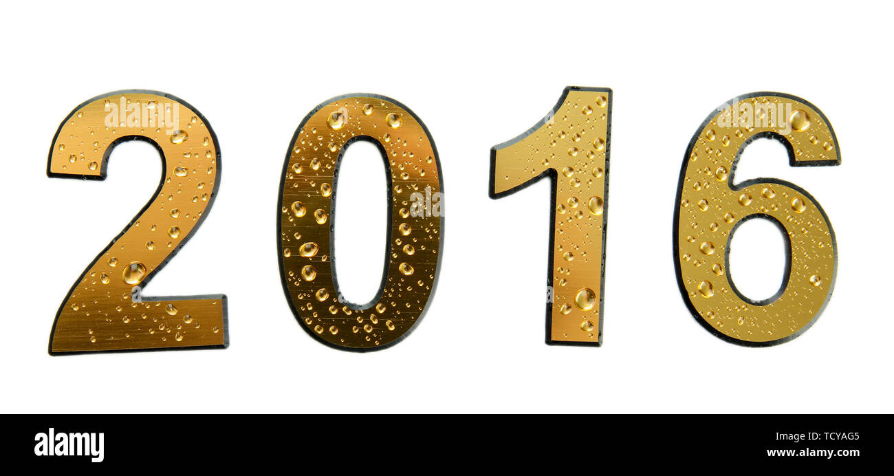 2016 in golden numbers, isolated on white Stock Photo - Alamy
