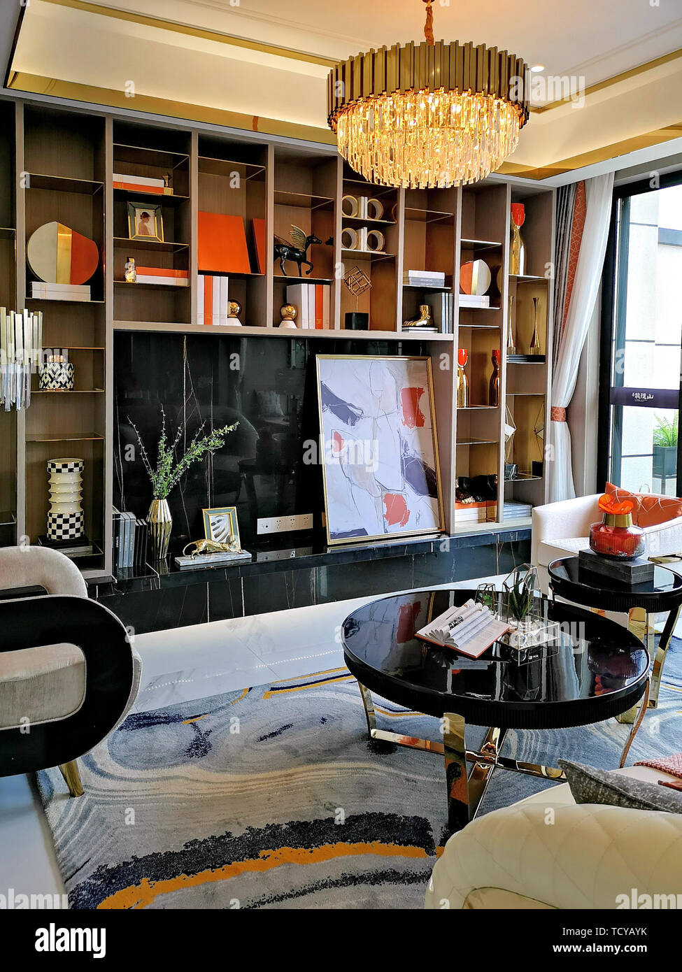 Living room TV background wall Stock Photo - Alamy