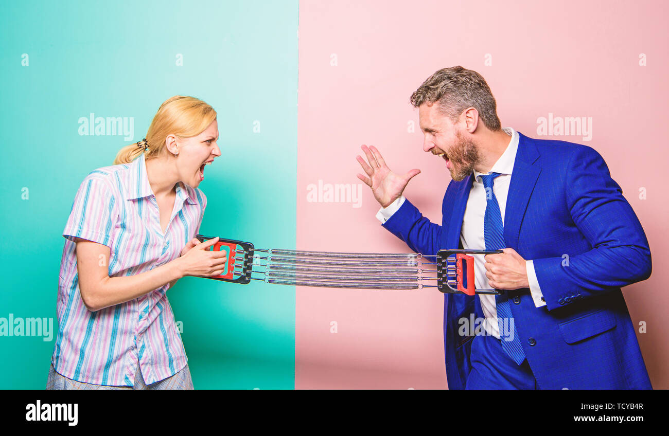 Gender equality and discrimination. Gender rivalry concept. Man and ...