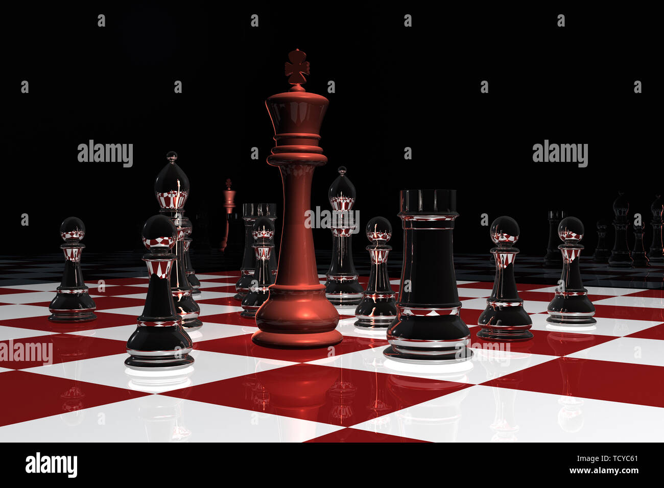 3D rendering of a King surrounded in a chessboard Stock Photo - Alamy