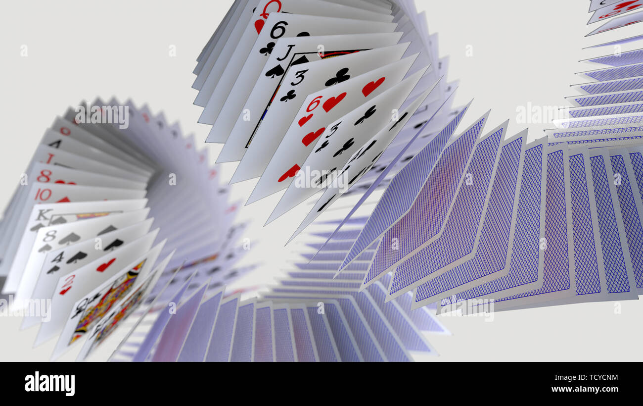 3d rendering poker cards falling Stock Photo - Alamy