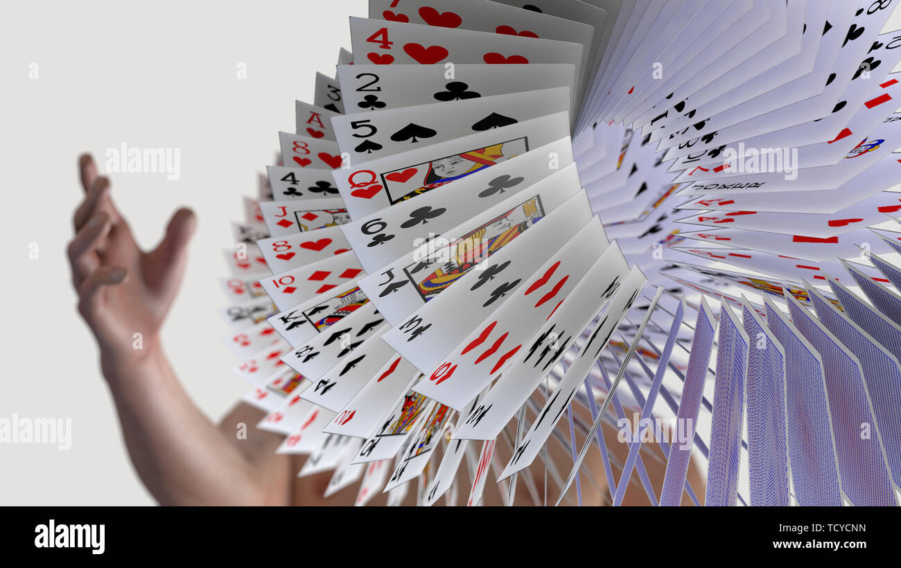 3d rendering poker cards falling Stock Photo - Alamy