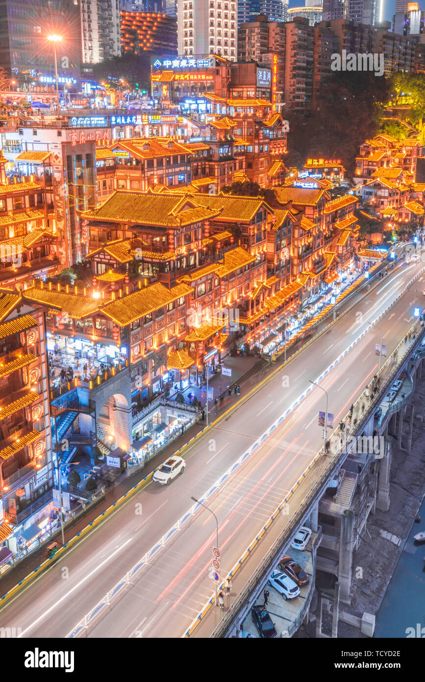 Night view of Hongya Cave, Chongqing Stock Photo - Alamy