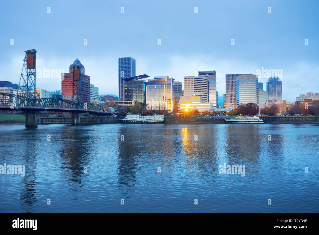 Portland Oregon City Center Skyline High Resolution Stock Photography ...