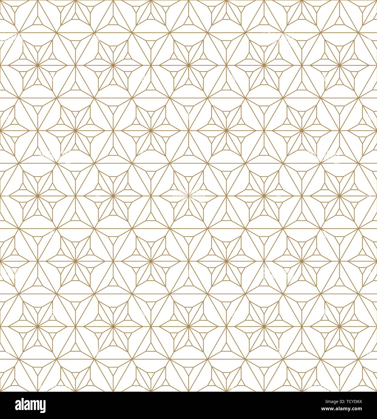 Japanese seamless geometric pattern .Gold silhouette lines.For design ...