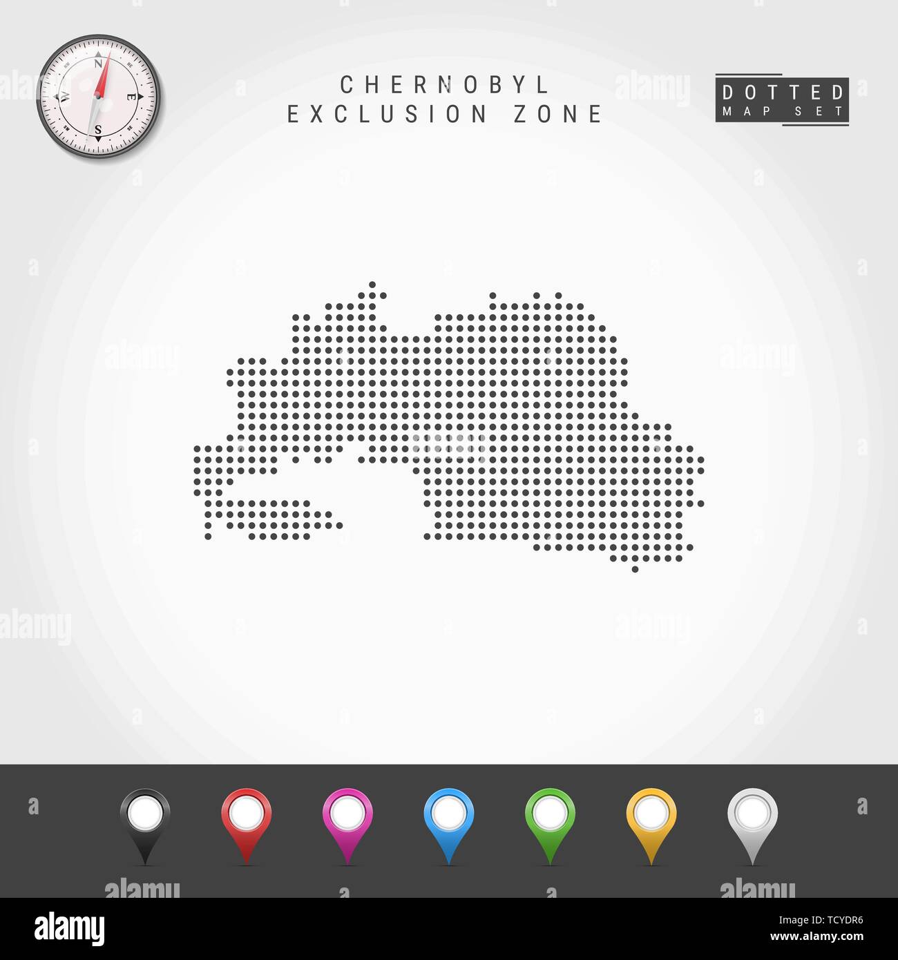 Dots Map of Chernobyl Exclusion Zone. Simple Silhouette. Realistic ...