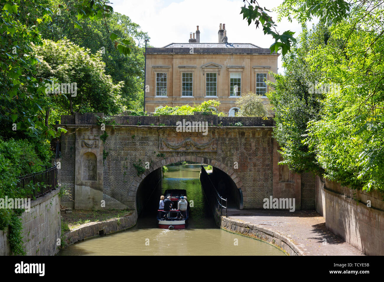 Kennet and Avon Canal, Bath Somerset England UK - a canal boat going ...