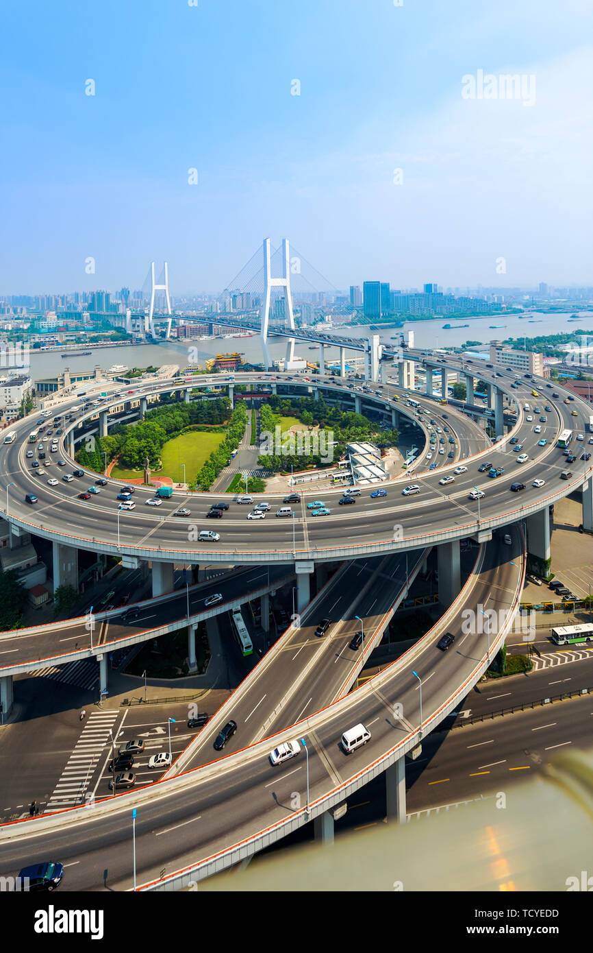 skyline and road intersection in shanghai Stock Photo - Alamy