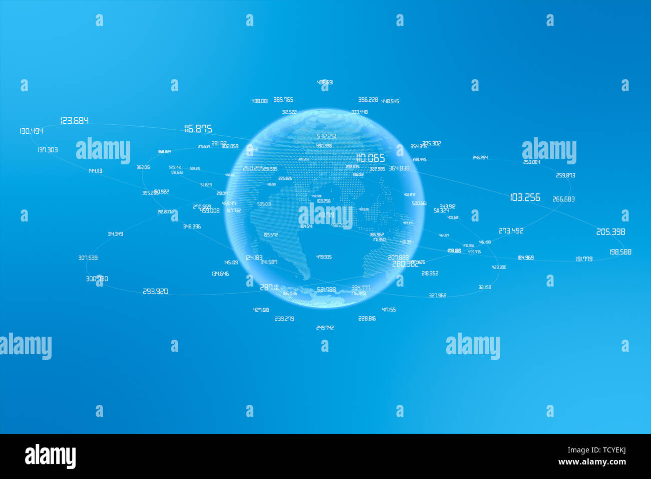 3D rendering, global big data concept light color background Stock ...