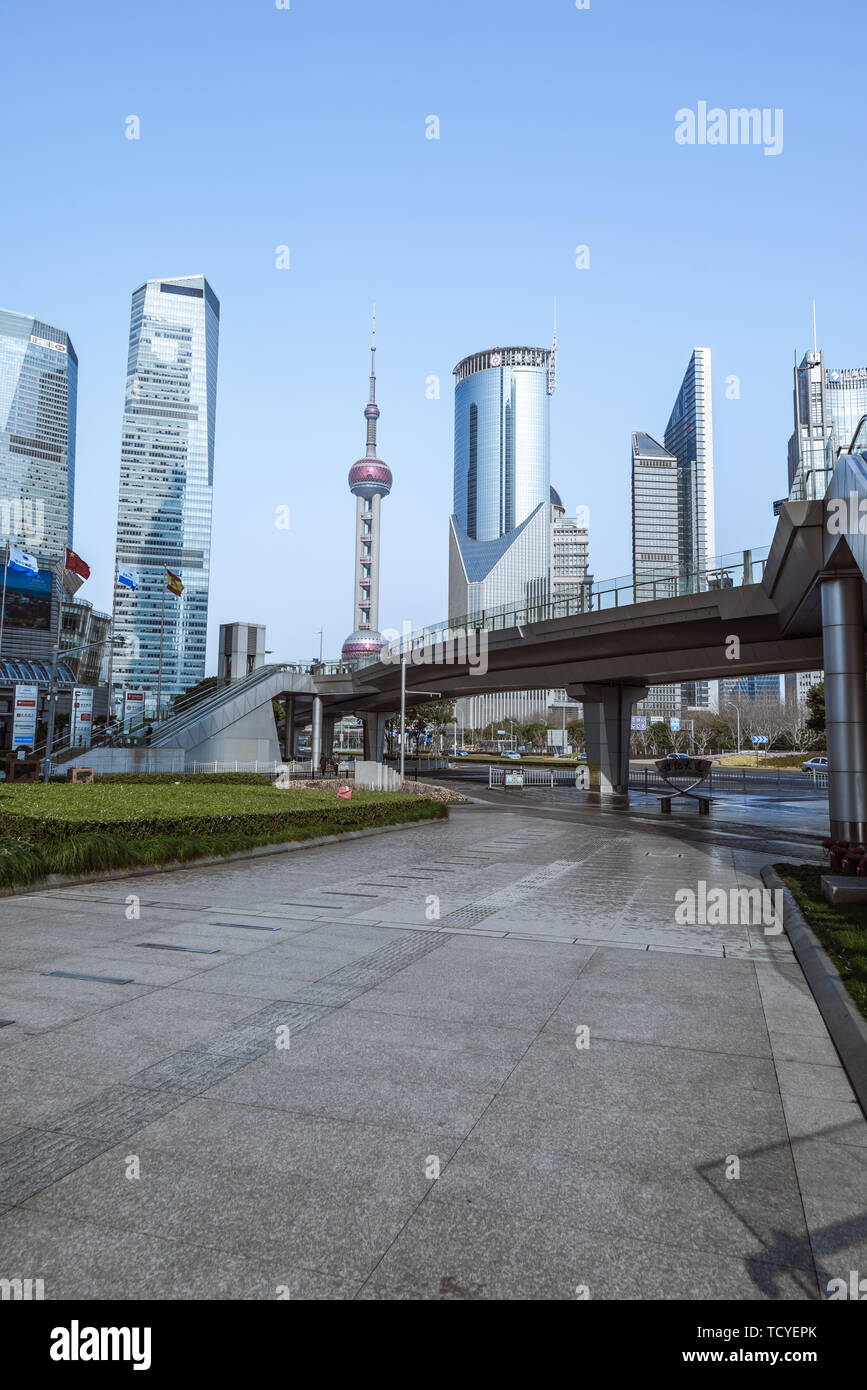 Shanghai Lujiazui pedestrian flyover Stock Photo - Alamy