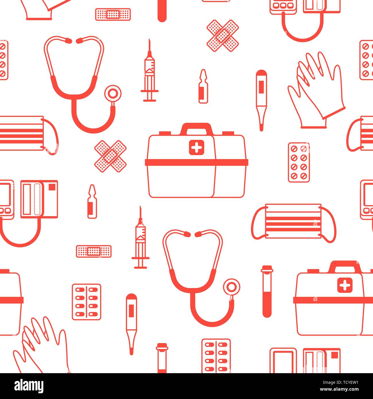 First aid kit equipment seamless pattern Stock Vector Image & Art - Alamy