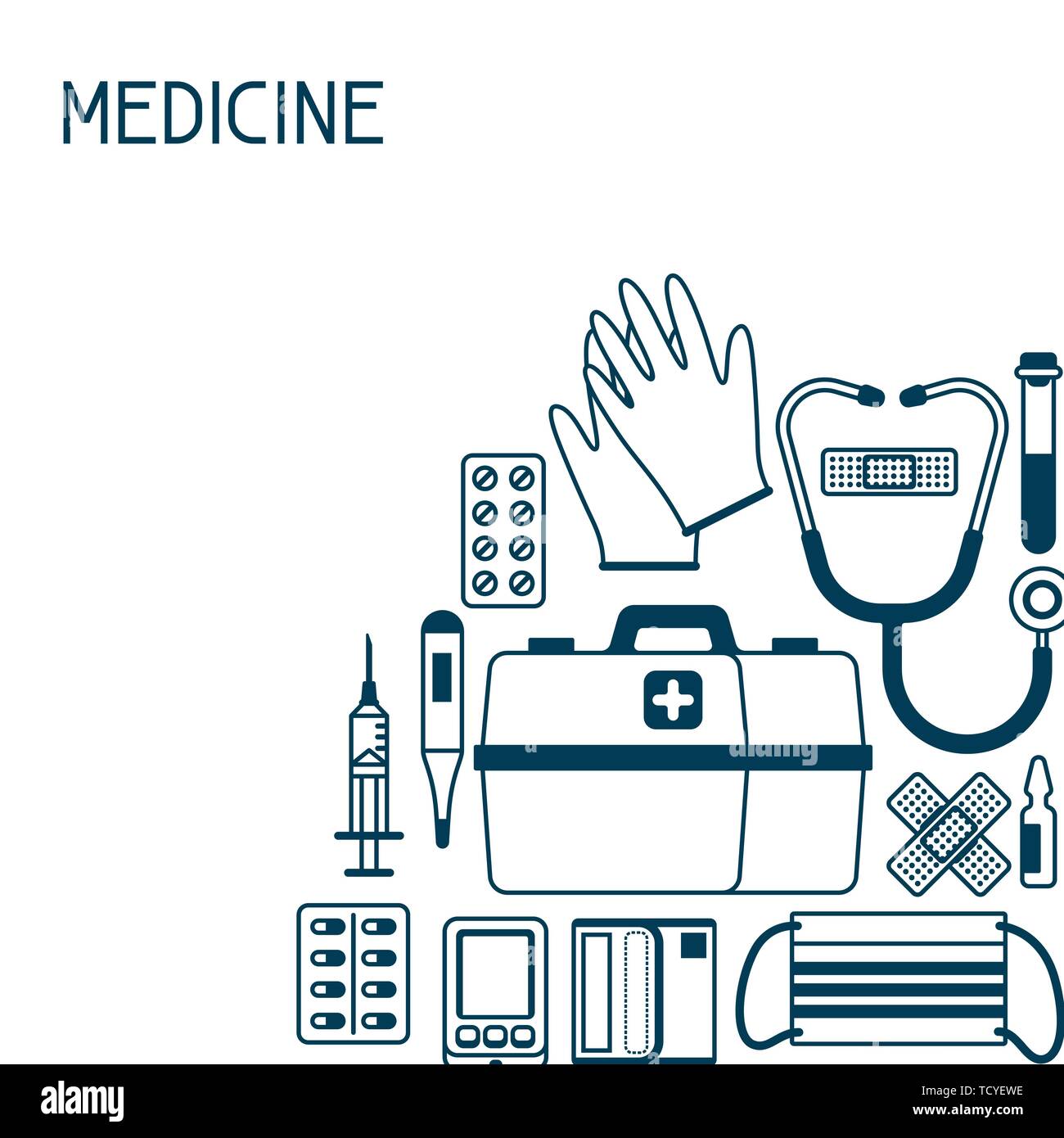 First aid kit equipment background Stock Vector Image & Art - Alamy