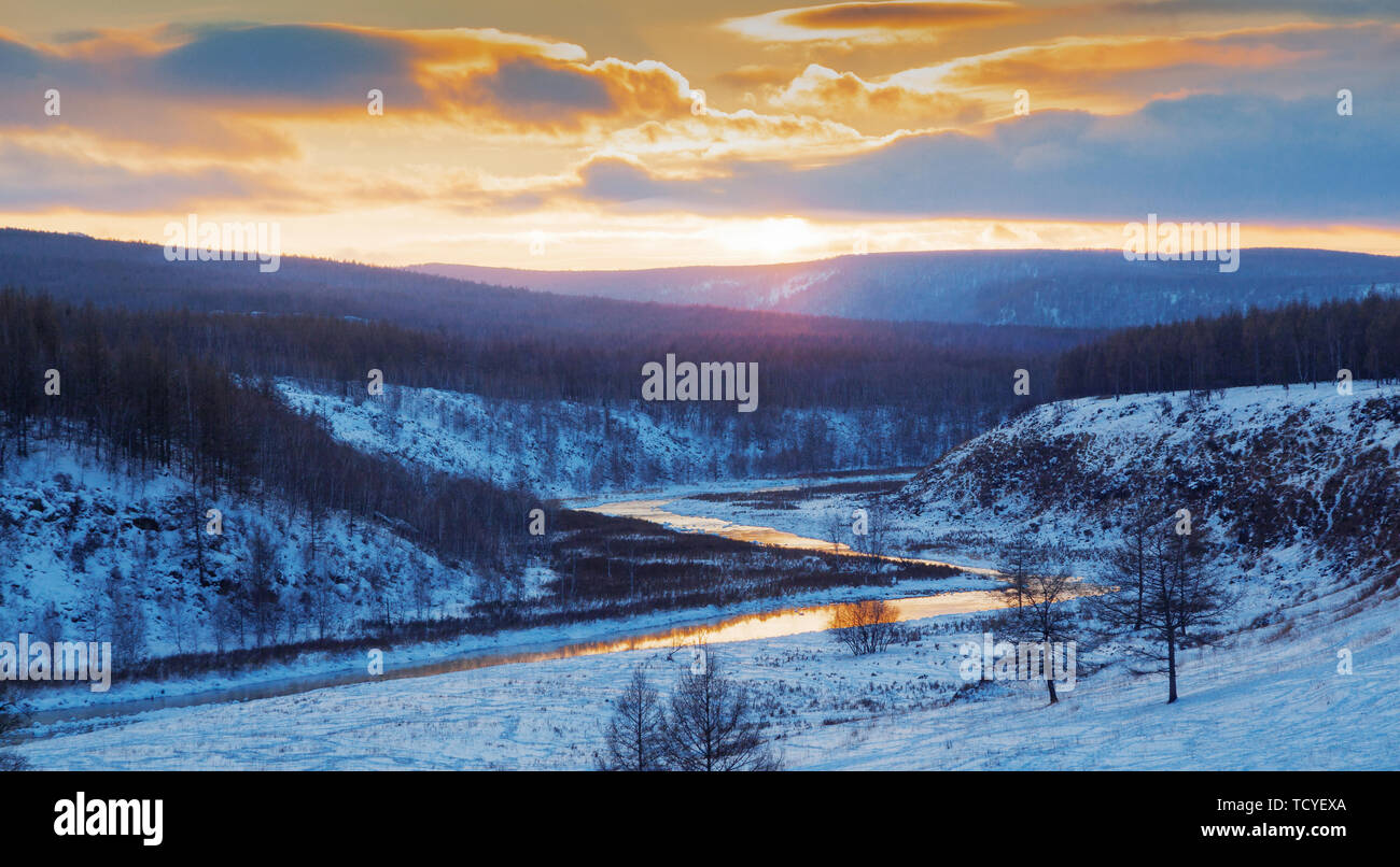 Snow scenery in Alshan, Inner Mongolia Stock Photo - Alamy